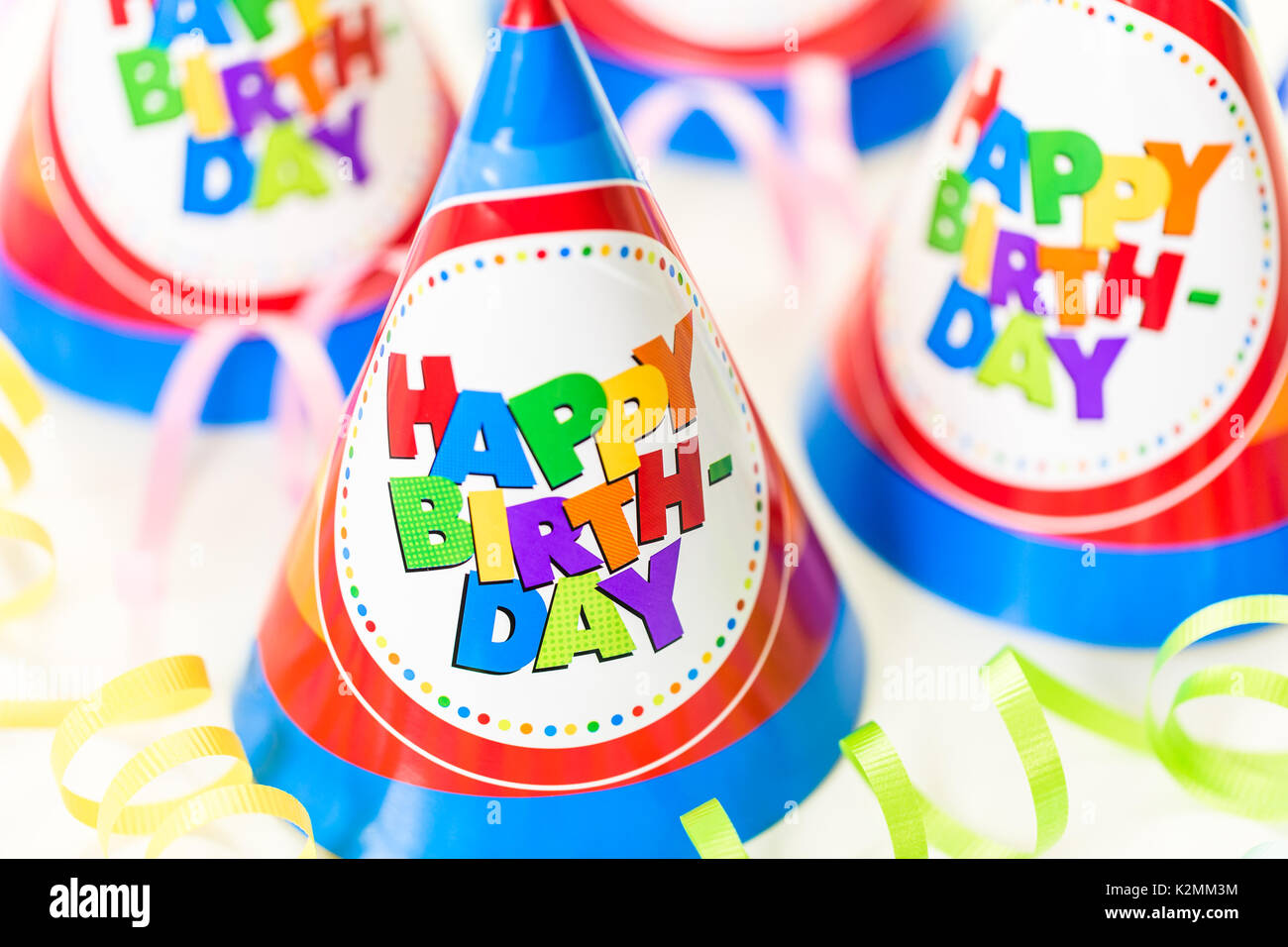 Colorful party hats for kids Birthday Party Stock Photo - Alamy