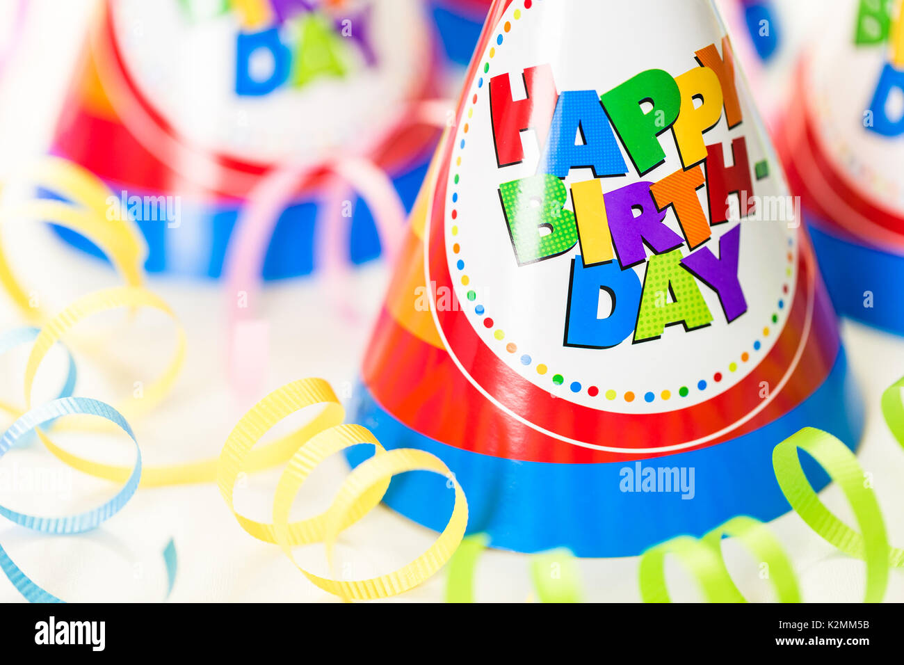 Colorful party hats for kids Birthday Party Stock Photo - Alamy