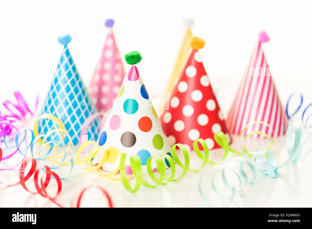Colorful party hats for kids Birthday Party Stock Photo - Alamy