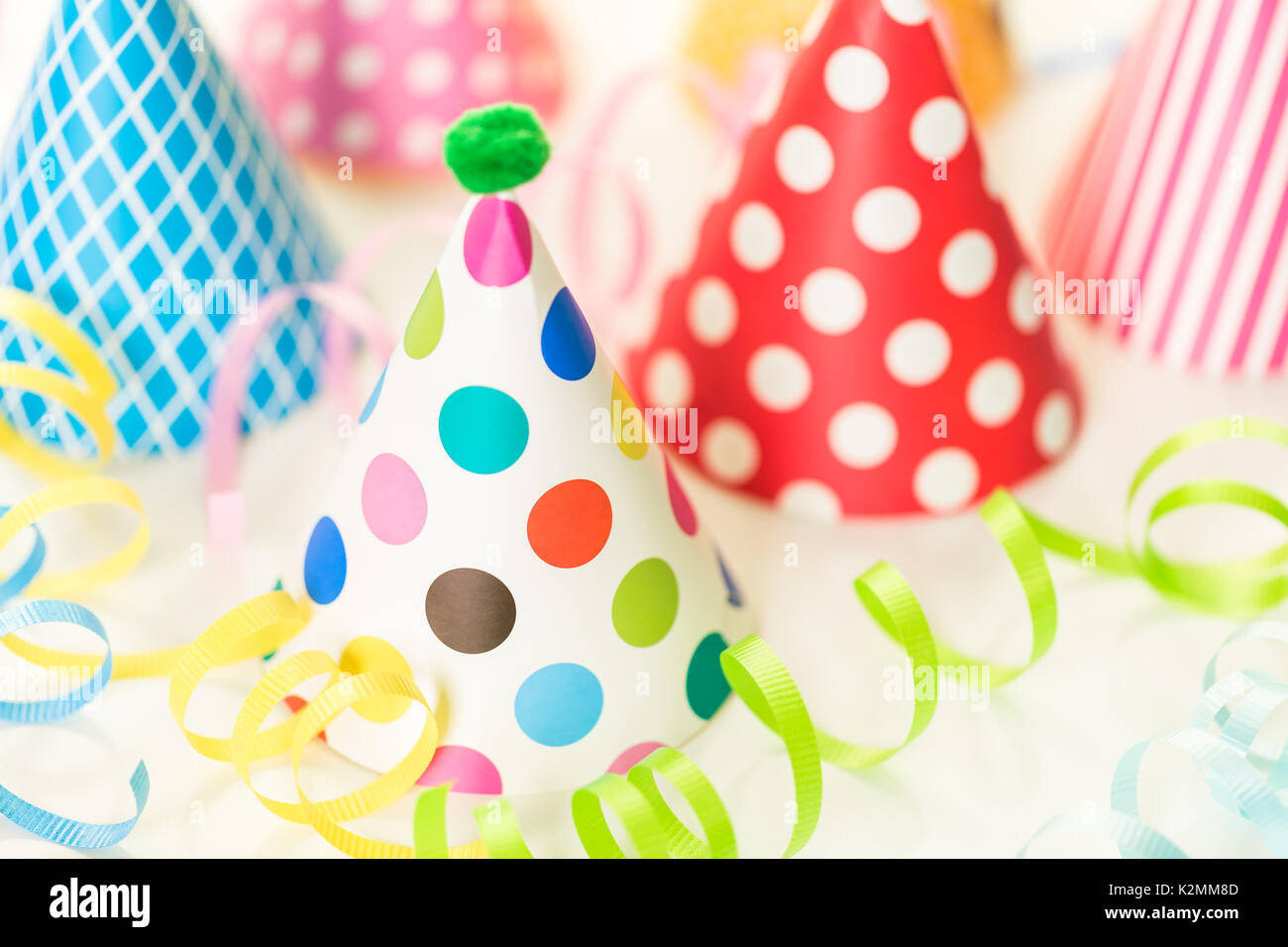 Colorful party hats for kids Birthday Party Stock Photo - Alamy