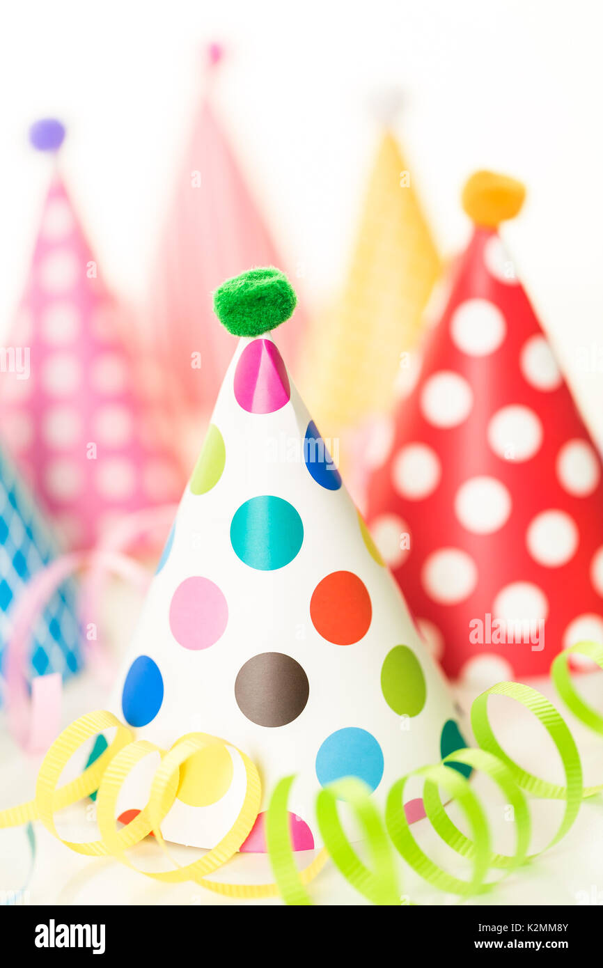 Colorful party hats for kids Birthday Party Stock Photo - Alamy