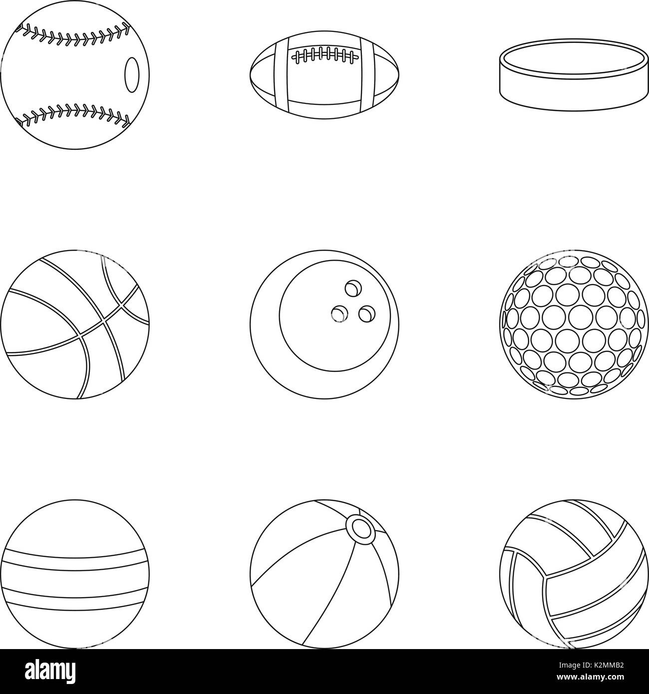 Ball icons set, outline style Stock Vector Image & Art - Alamy