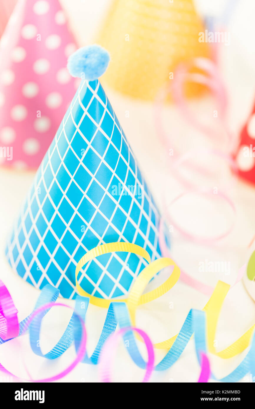 Colorful party hats for kids Birthday Party Stock Photo - Alamy