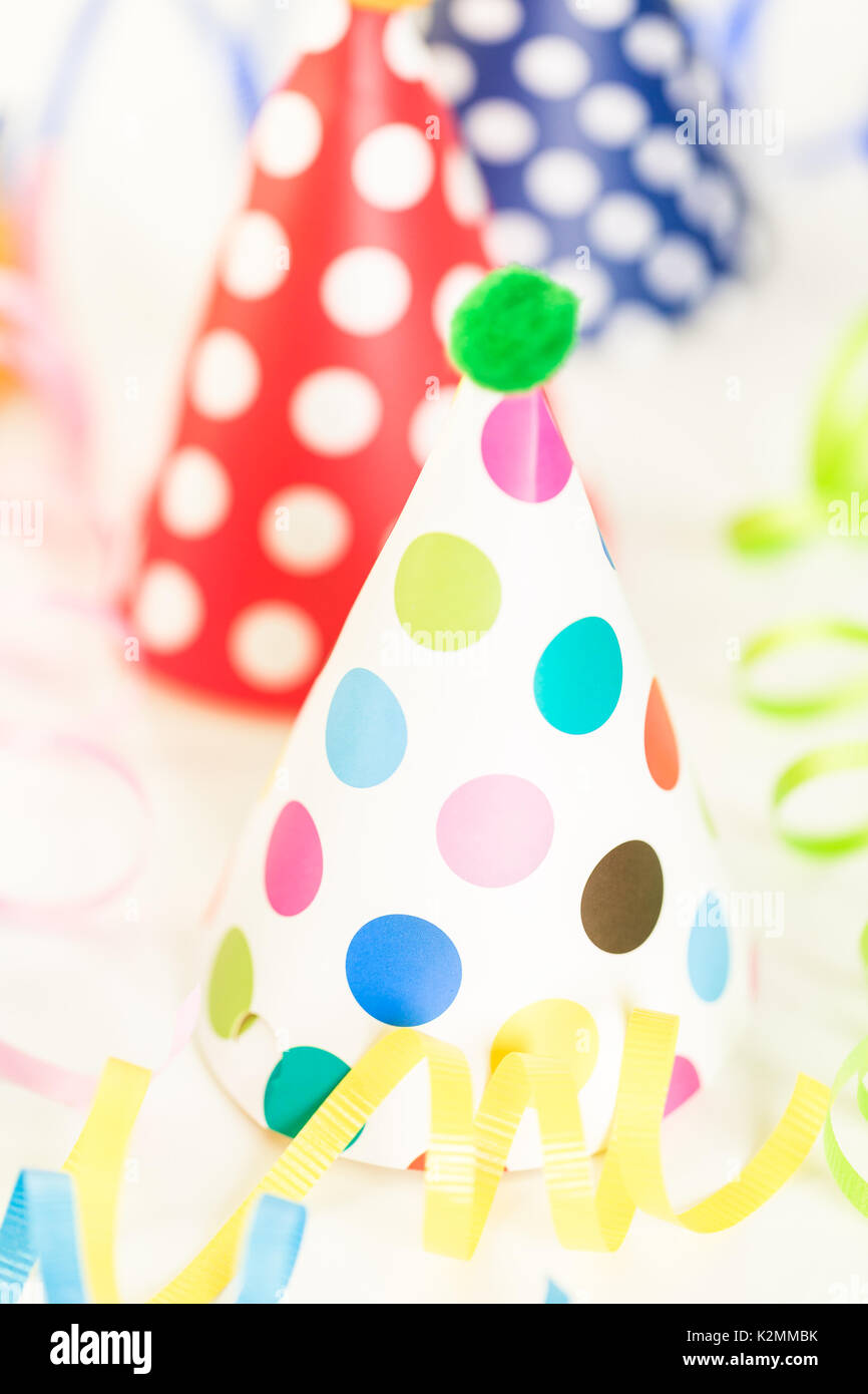 Colorful party hats for kids Birthday Party Stock Photo - Alamy