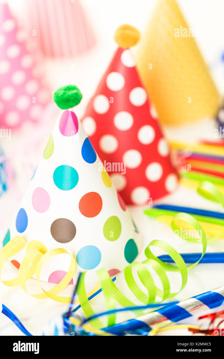 Colorful party hats for kids Birthday Party Stock Photo - Alamy