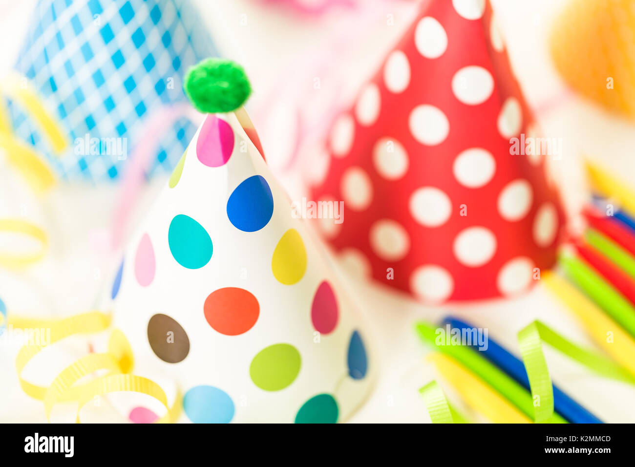 Colorful party hats for kids Birthday Party Stock Photo - Alamy
