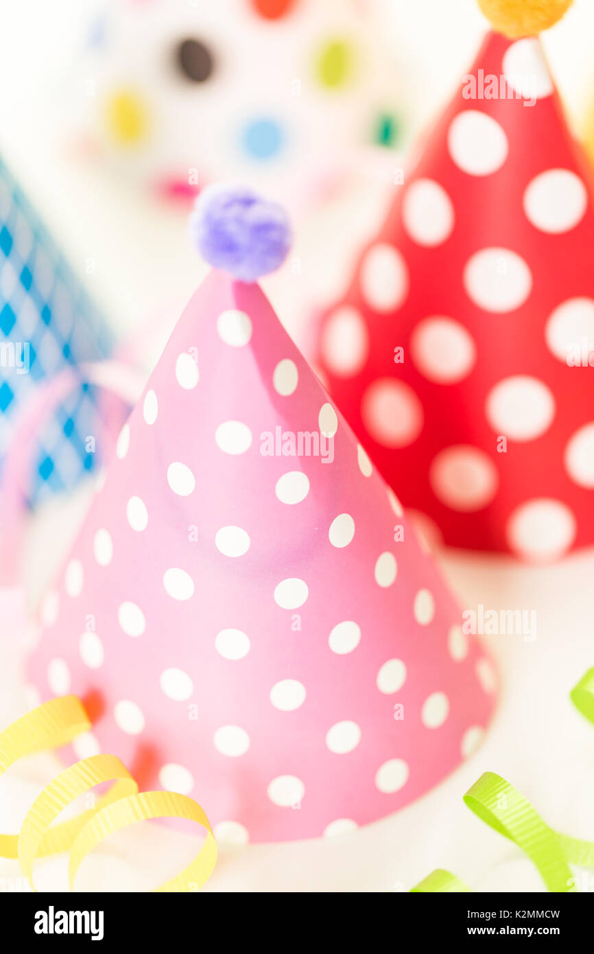 Colorful party hats for kids Birthday Party Stock Photo - Alamy