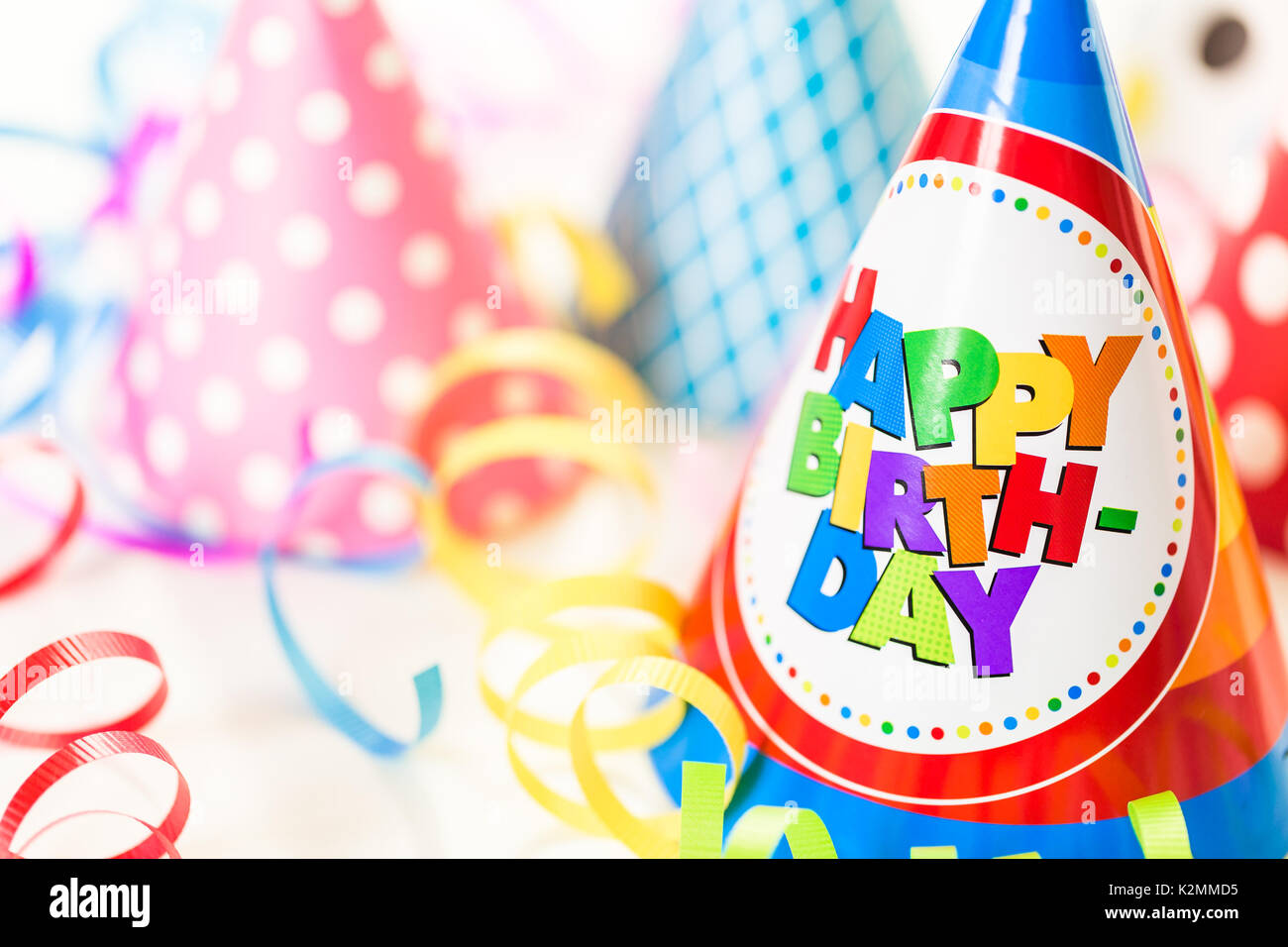 Colorful party hats for kids Birthday Party Stock Photo - Alamy