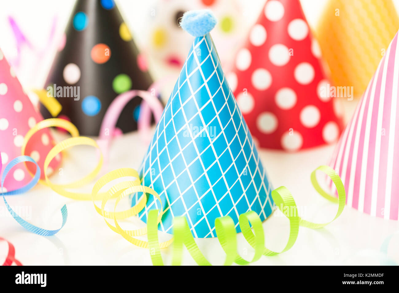 Colorful party hats for kids Birthday Party Stock Photo - Alamy