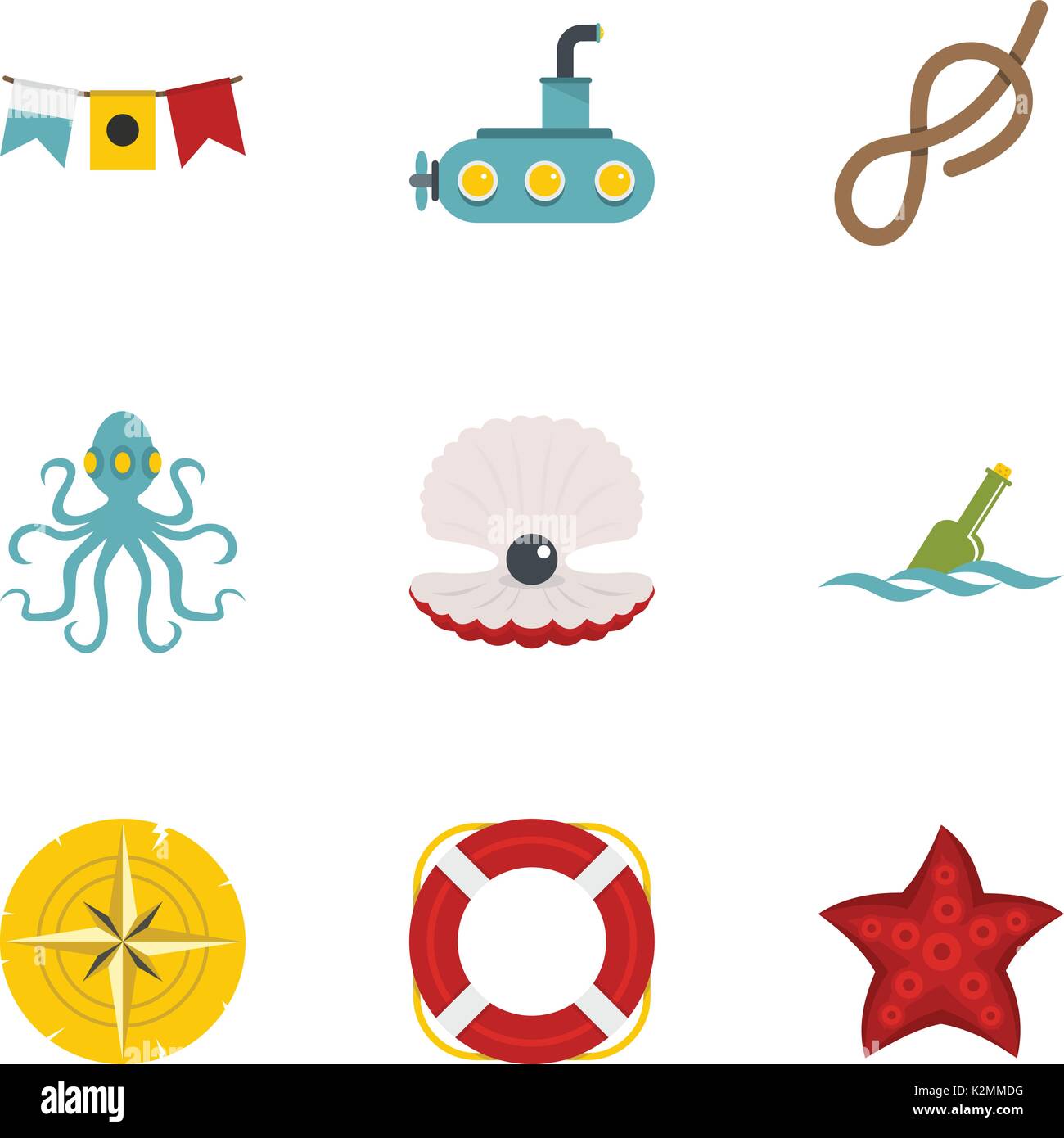 Naval icons set, flat style Stock Vector Image & Art - Alamy