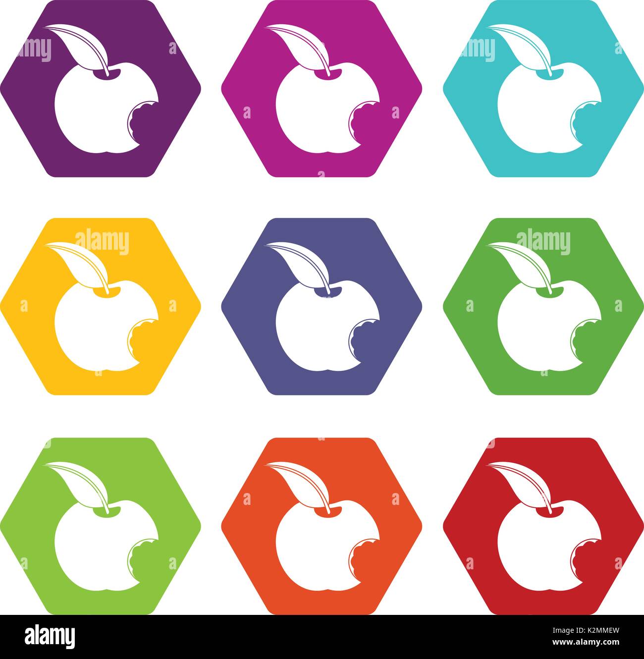 Bitten apple icon set hi-res stock photography and images - Alamy