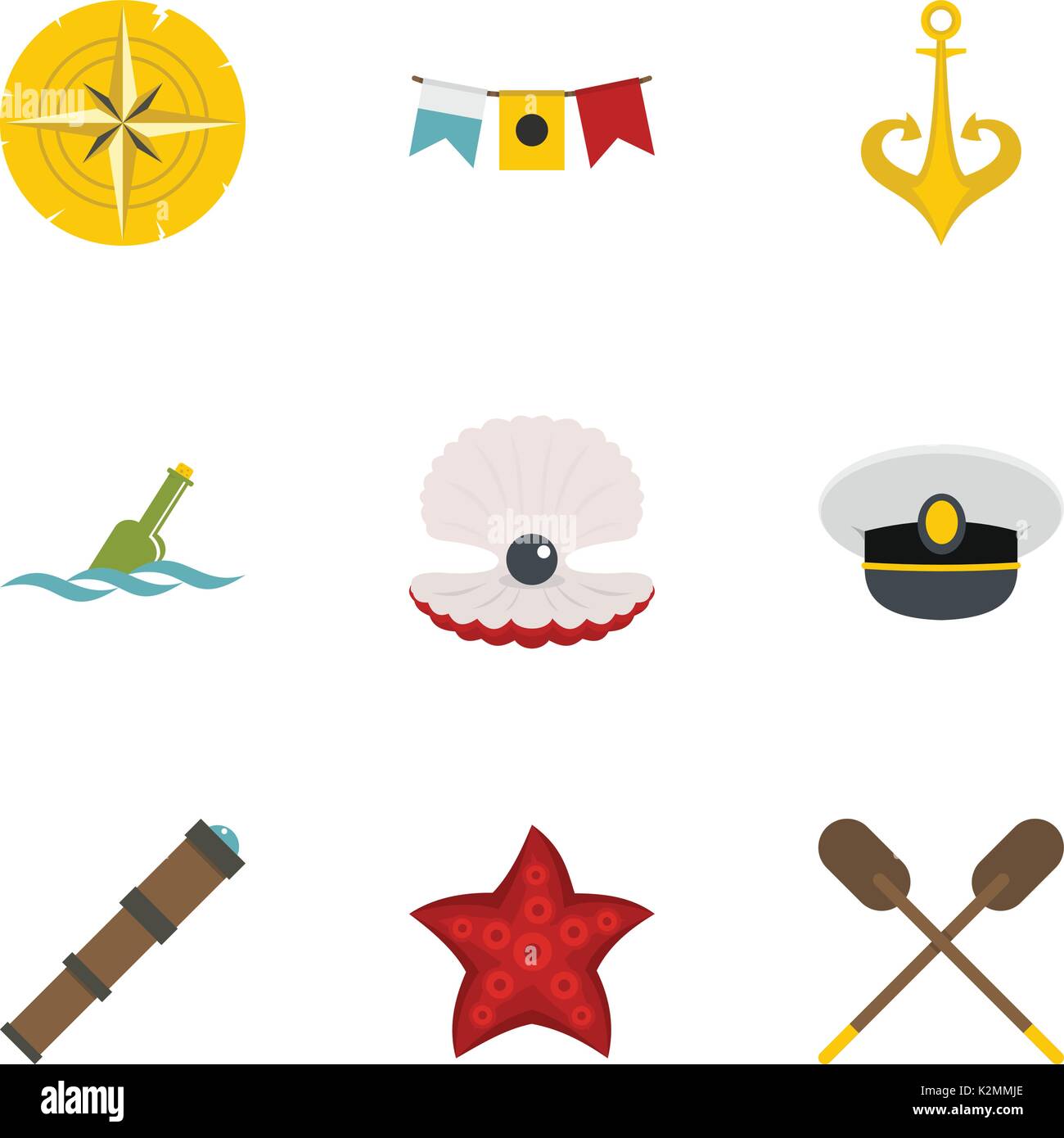 Marine icons set, flat style Stock Vector Image & Art - Alamy