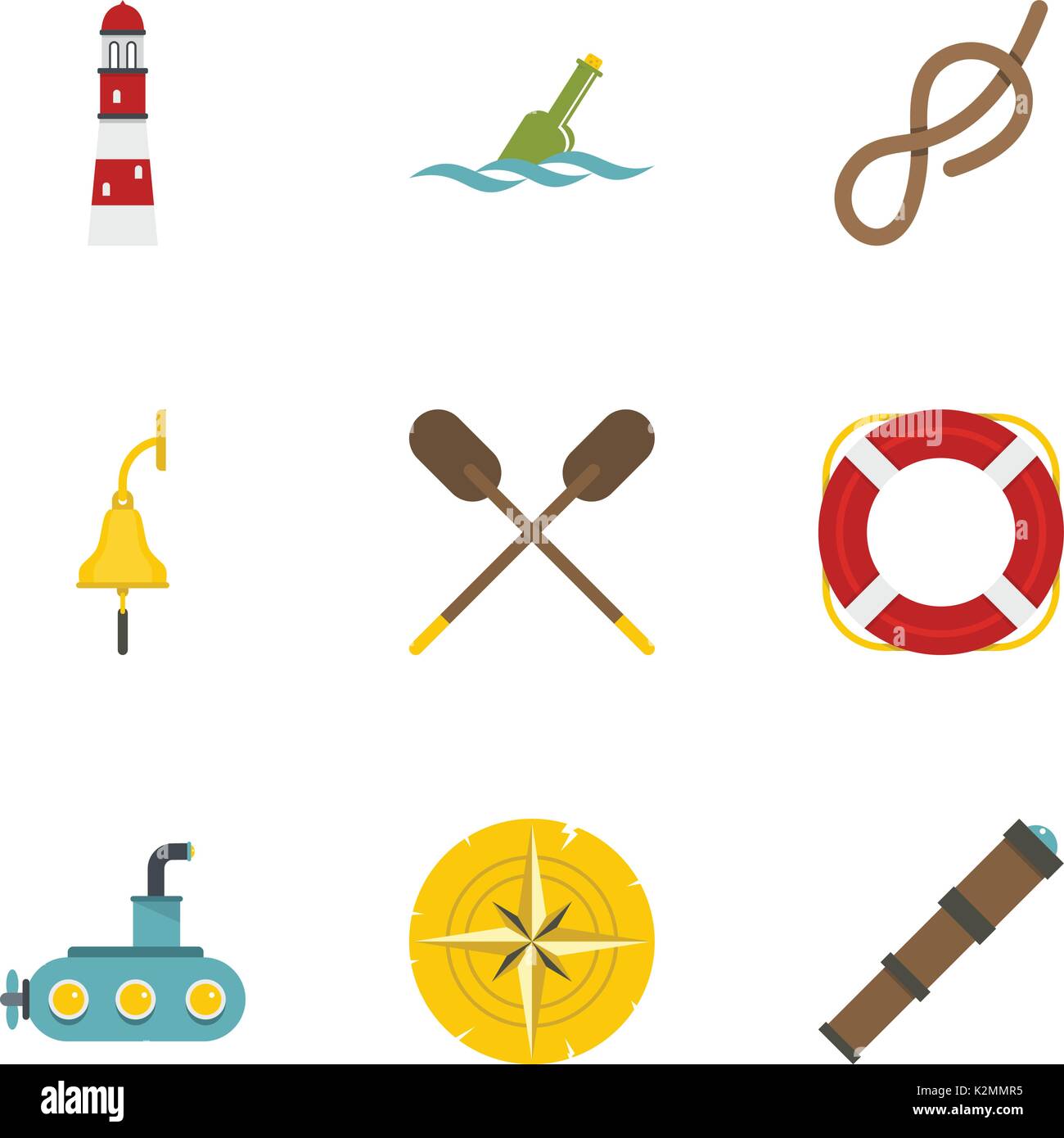 Sea icons set, flat style Stock Vector Image & Art - Alamy