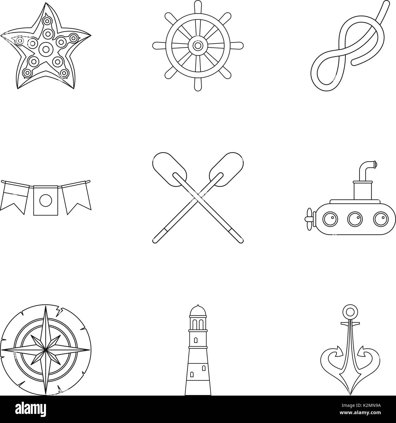 Naval icons set, outline style Stock Vector Image & Art - Alamy