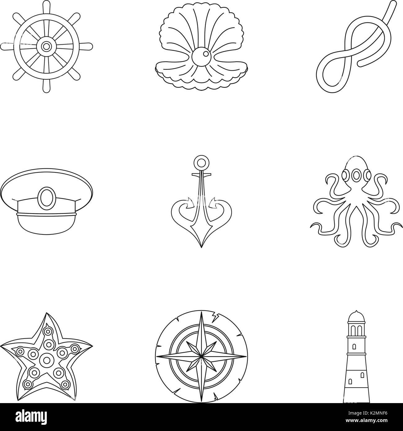 Marine icons set, outline style Stock Vector Image & Art - Alamy