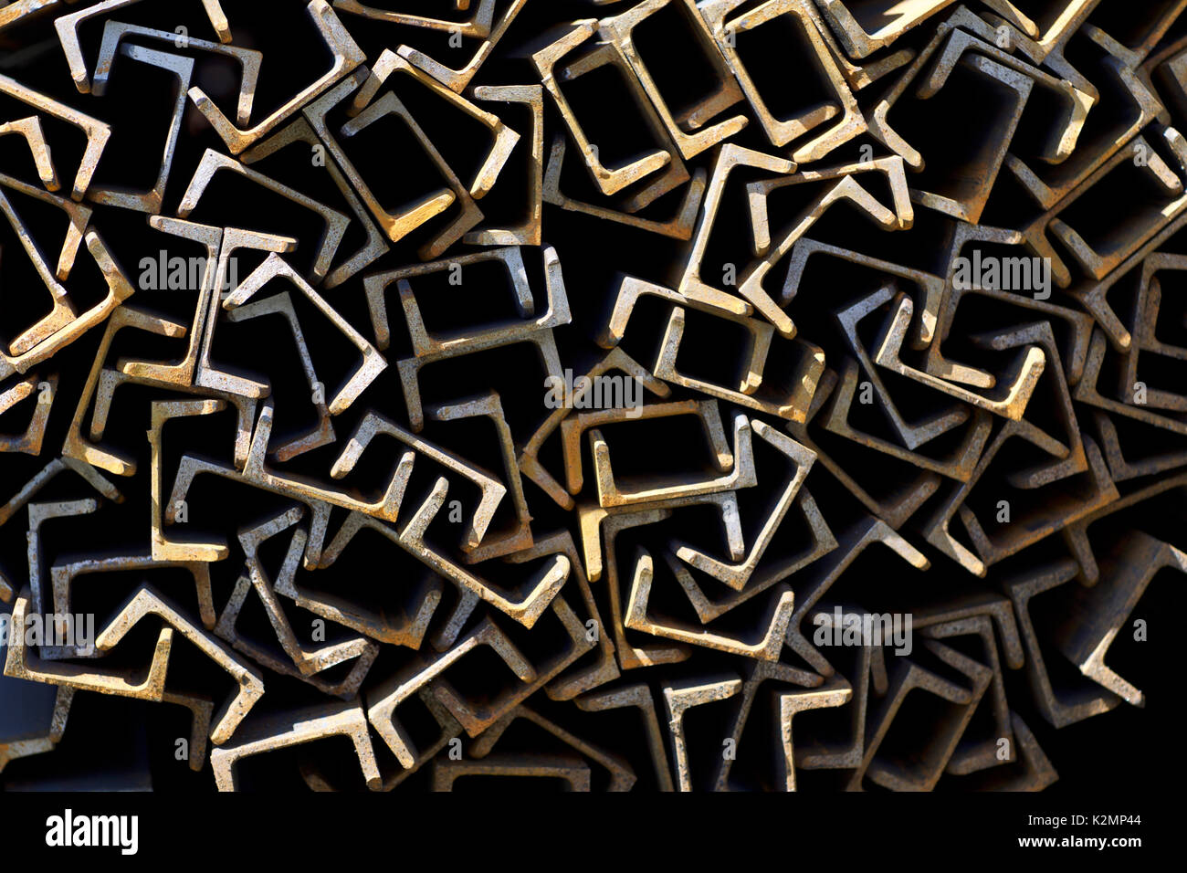 Metal profile channel in packs at the warehouse of metal products ...