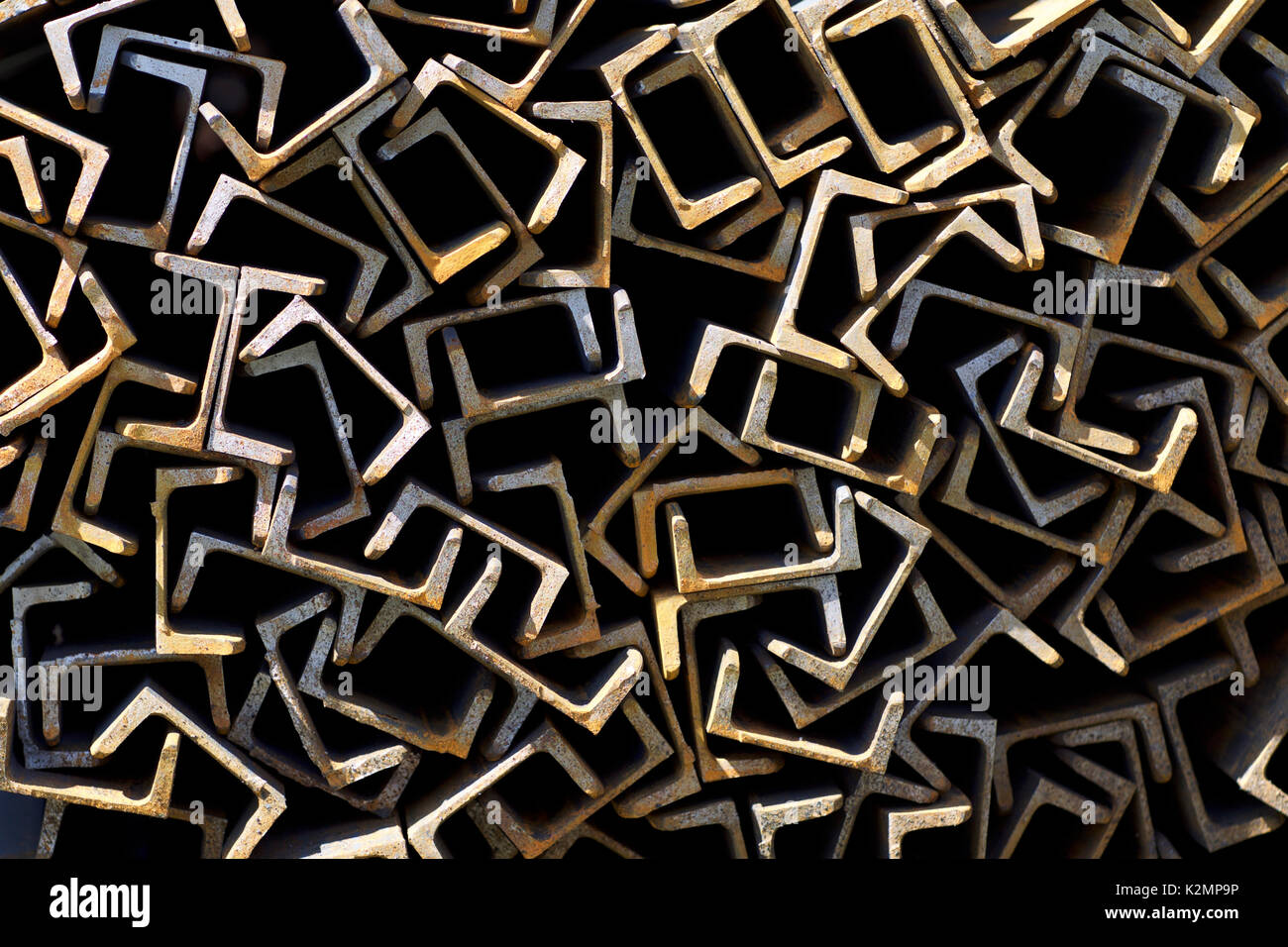 Metal profile channel in packs at the warehouse of metal products ...