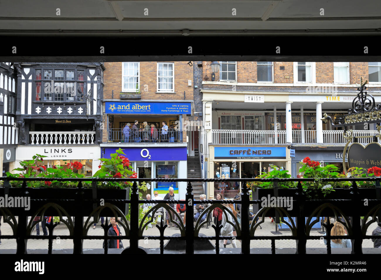 Eastgate Rows from the Rows, Chester, Cheshire, England, UK Stock Photo ...