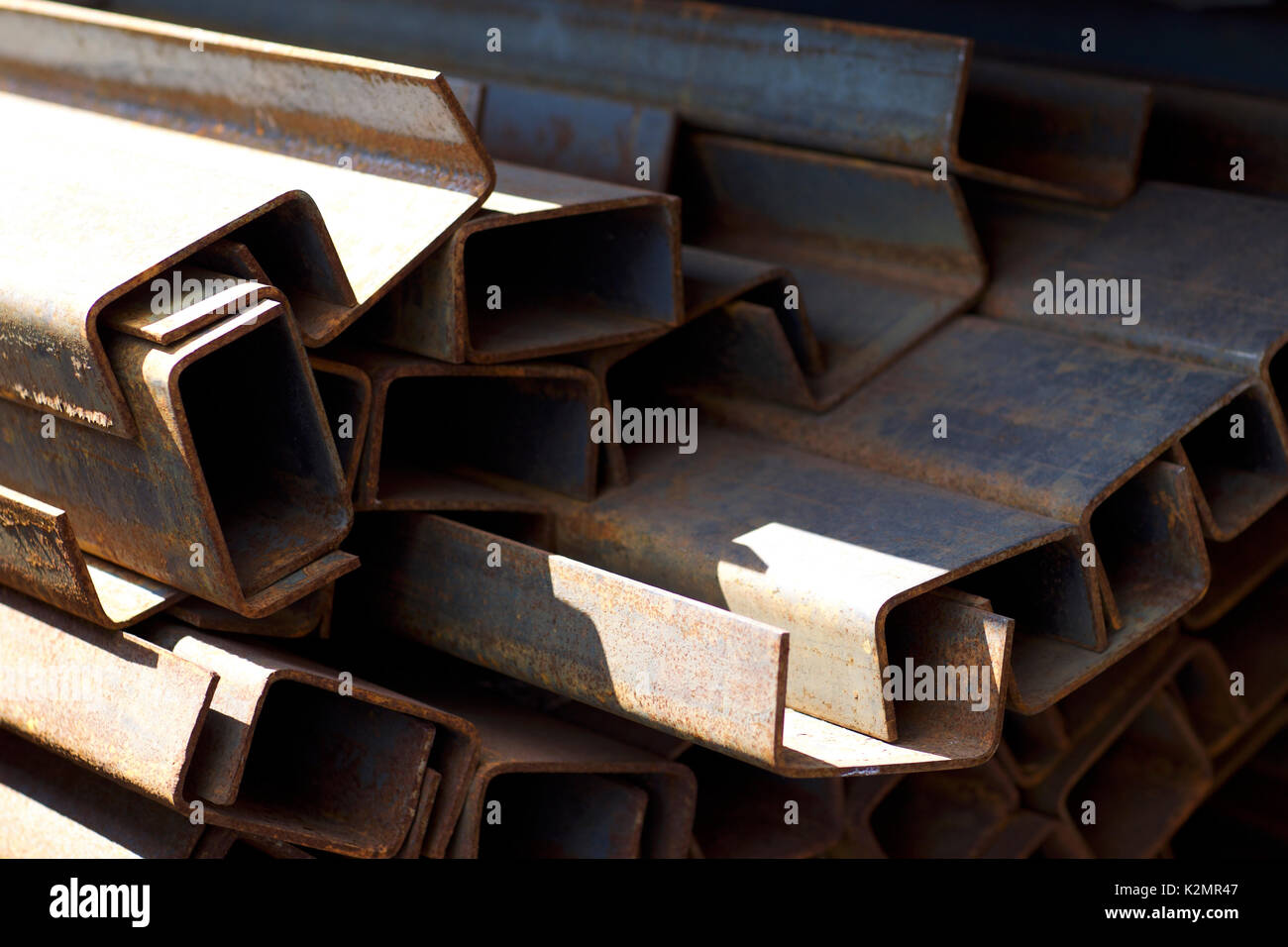 Metal profile channel in packs at the warehouse of metal products ...