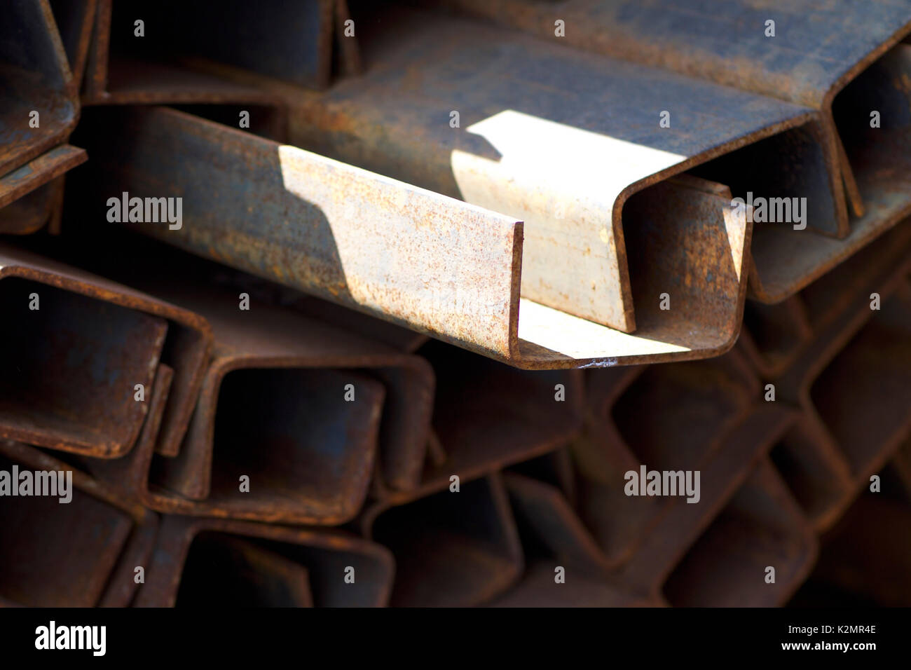 Metal profile channel in packs at the warehouse of metal products ...