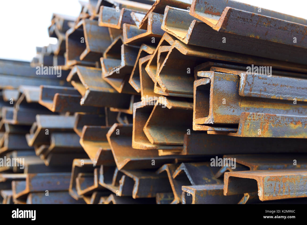 Metal profile channel in packs at the warehouse of metal products ...