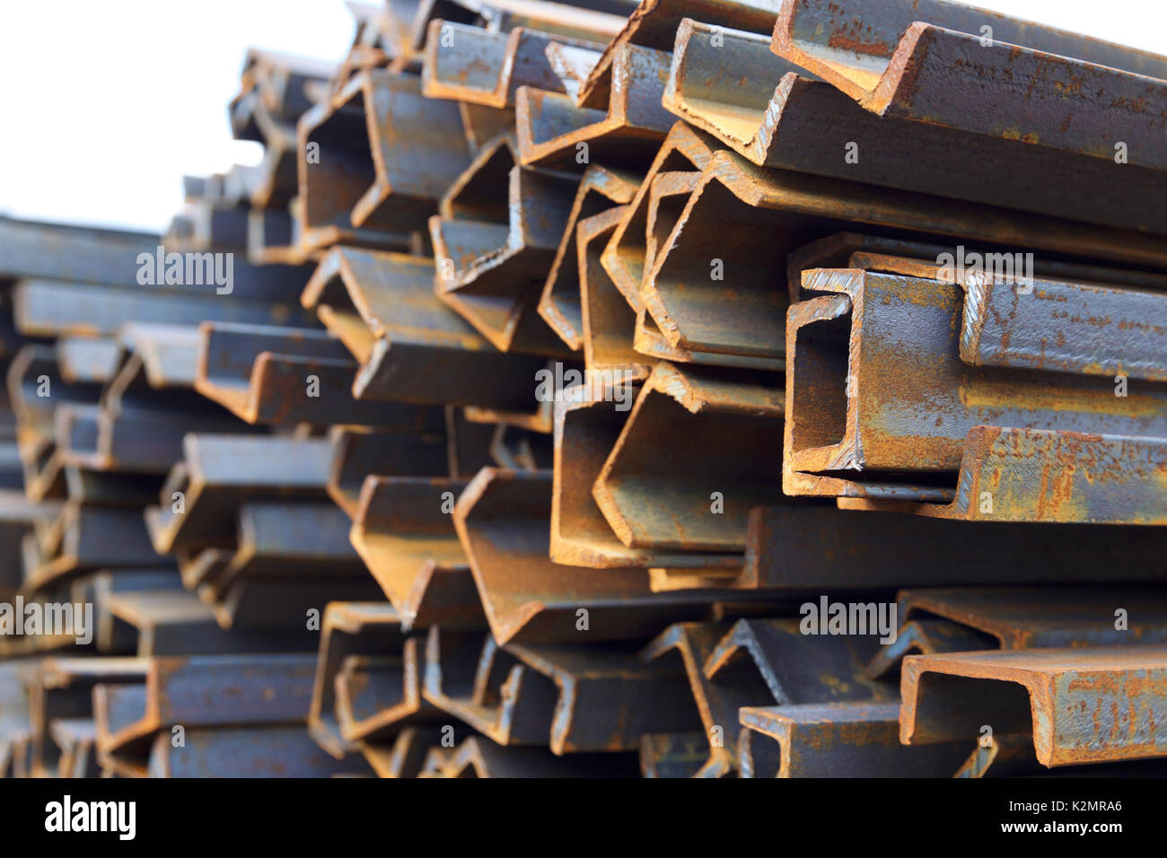 Metal profile channel in packs at the warehouse of metal products ...