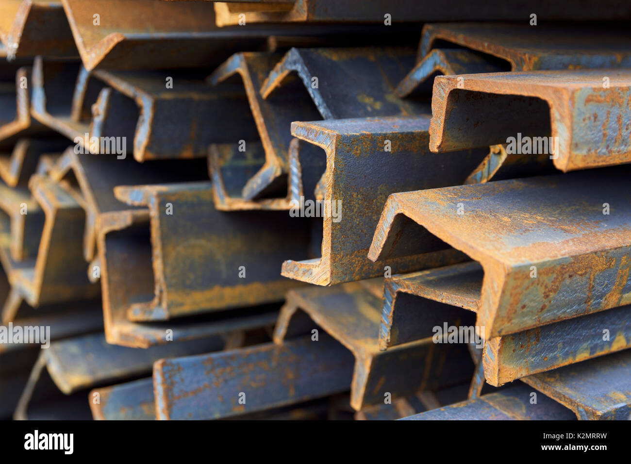 Metal profile channel in packs at the warehouse of metal products ...