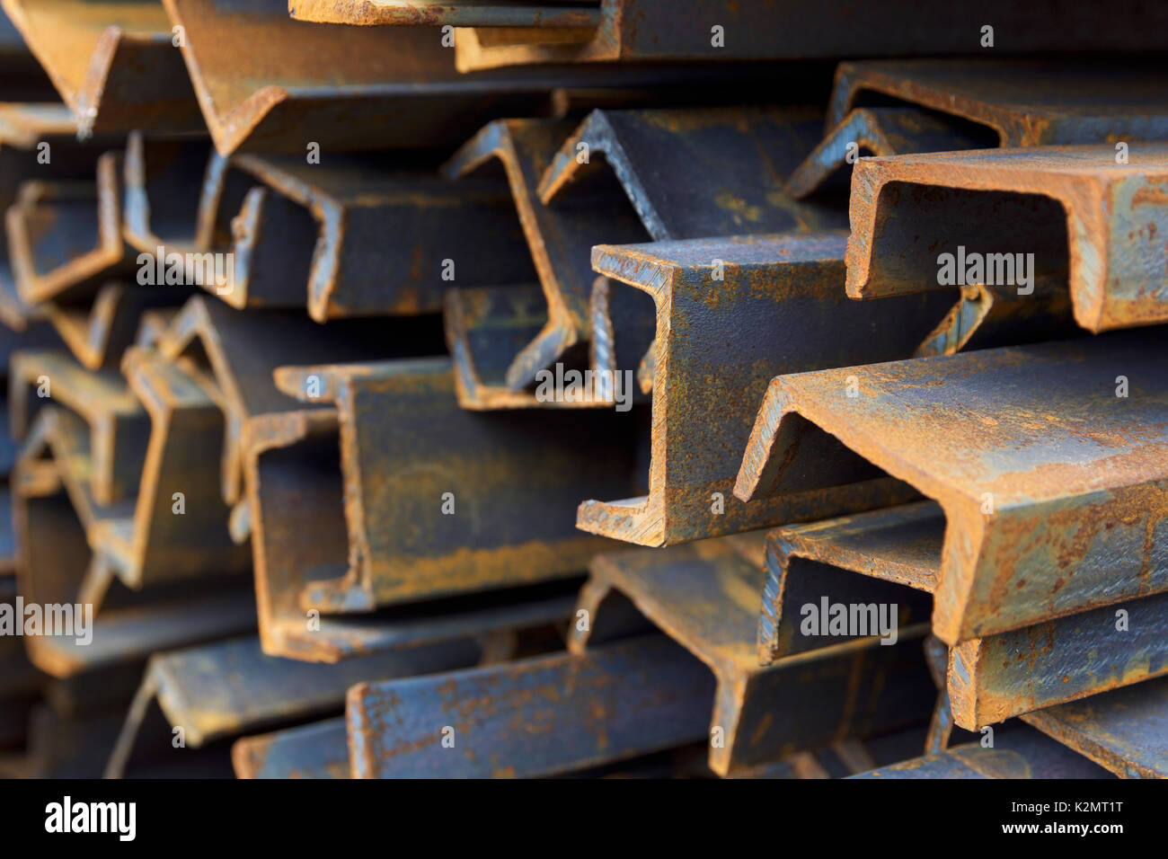 Metal profile channel in packs at the warehouse of metal products ...