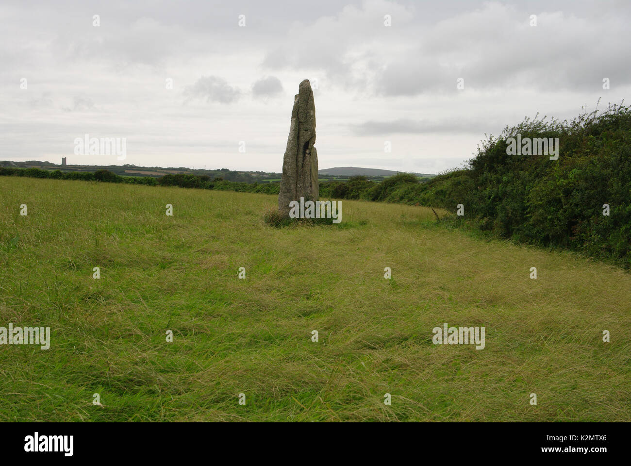 The Pipers Standing Stones, Cornwall Stock Photo - Alamy