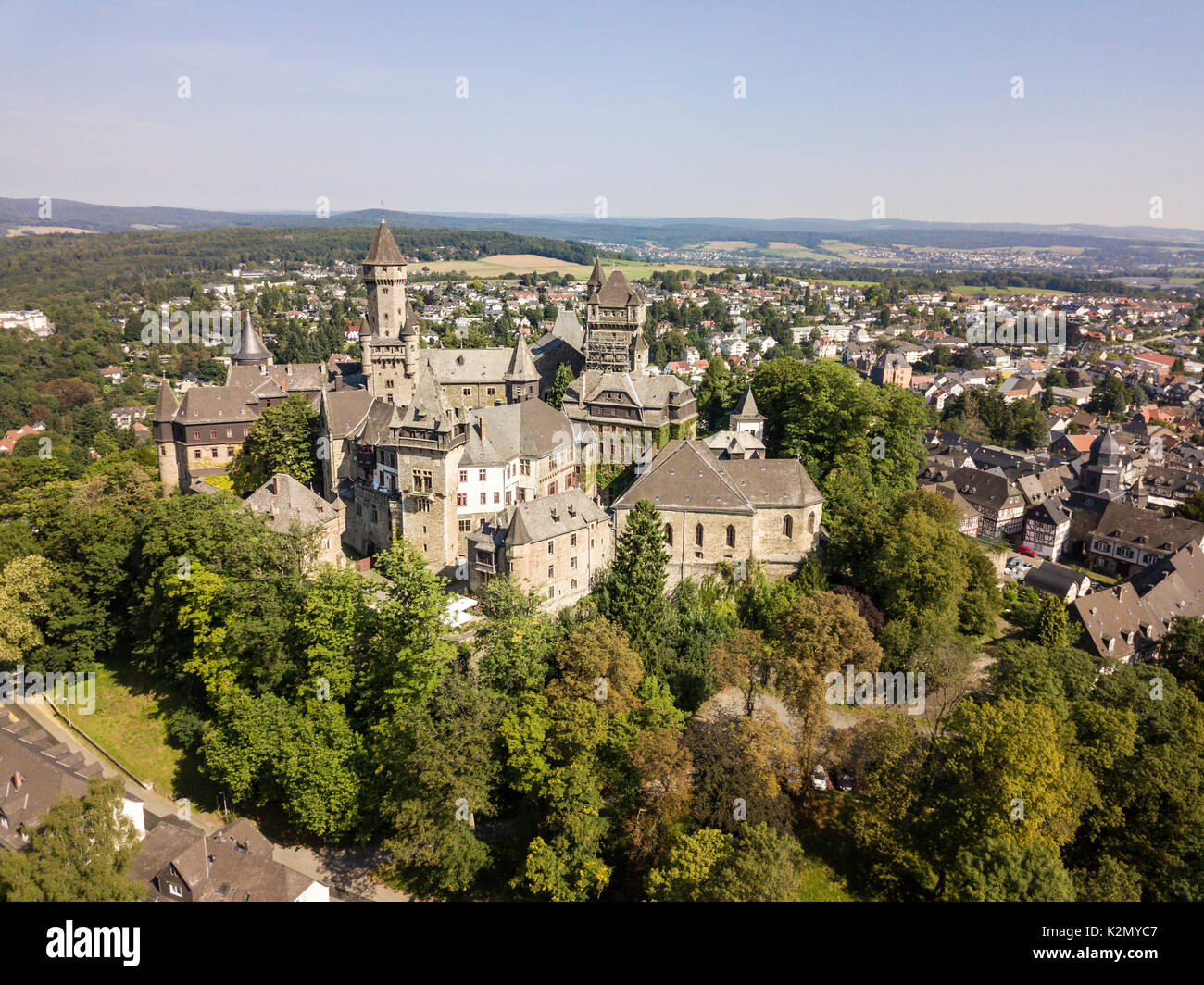 Medieval castle Braunfels on top of the hill, Hesse, Germany Stock ...