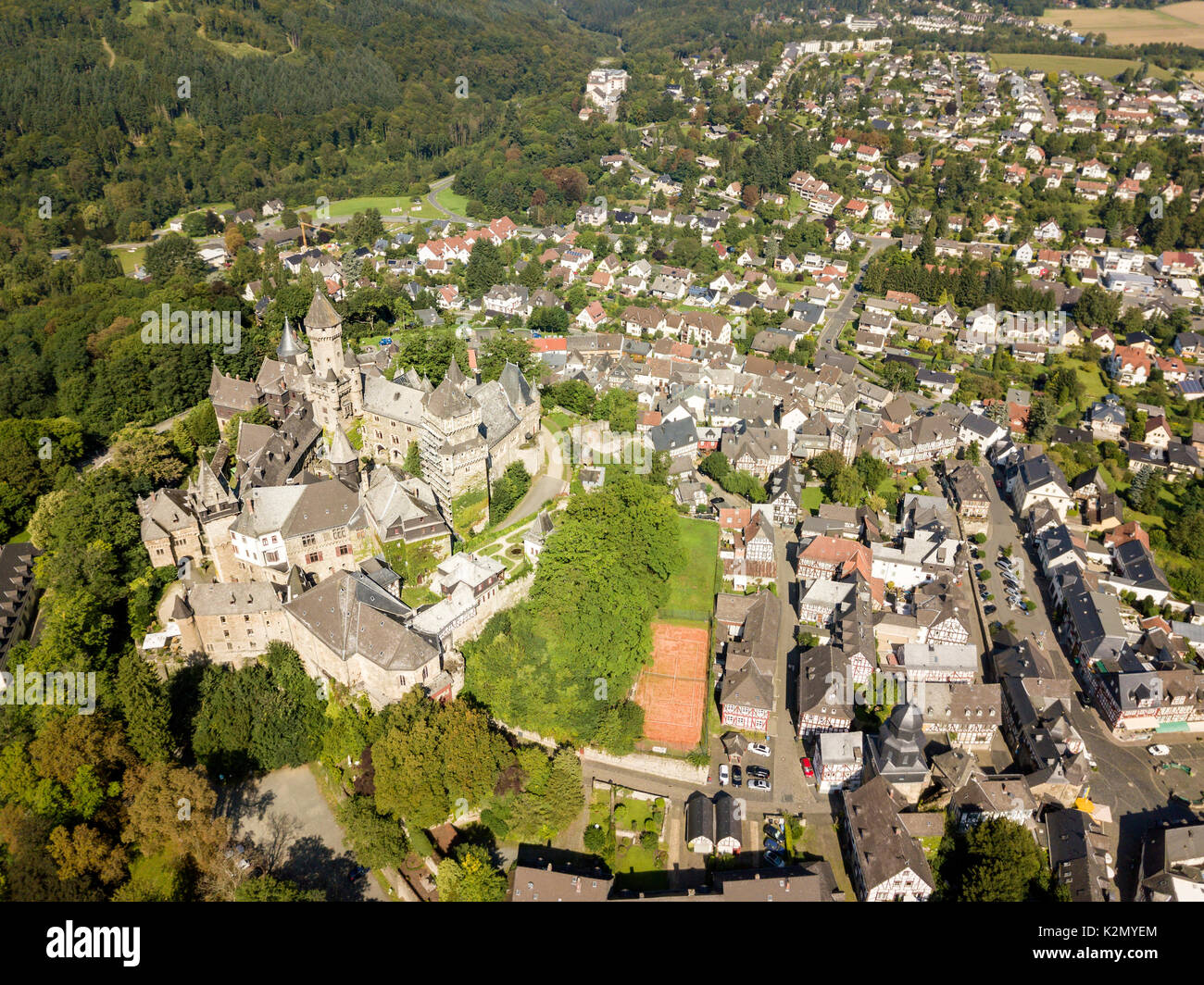 Medieval castle Braunfels surrounded by the village. Province Hesse ...