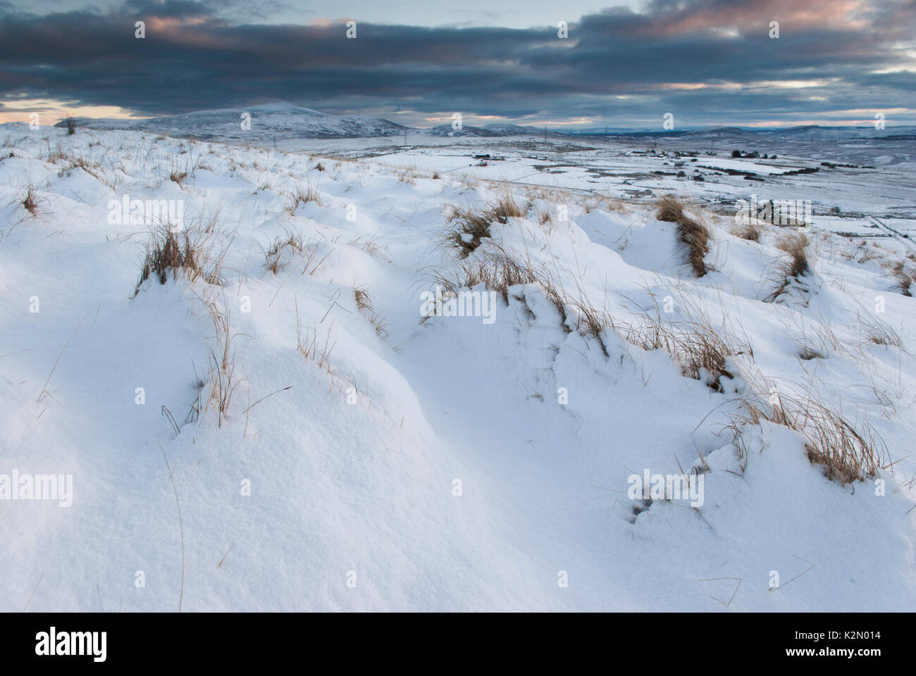 Winter landscape overlooking the crofting community of rogart ...