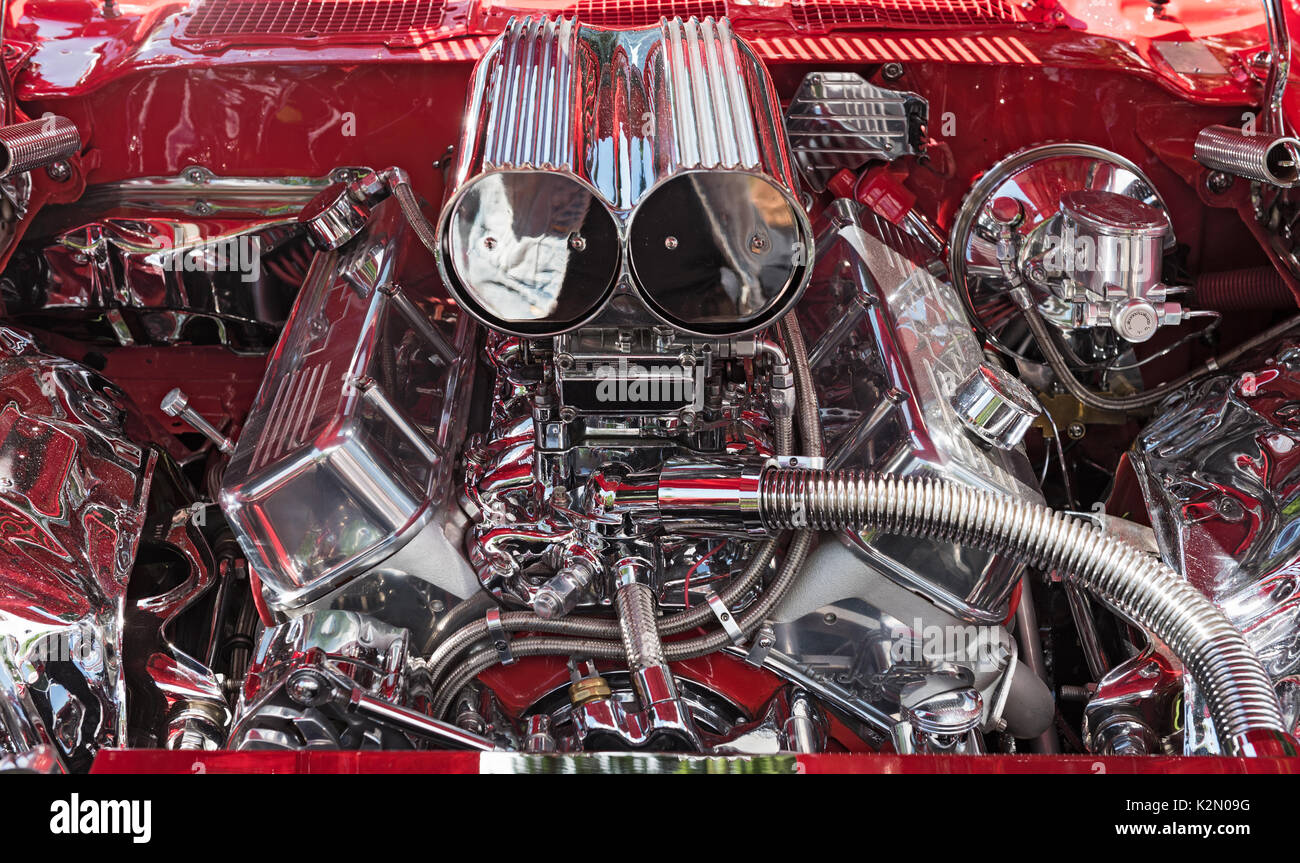 Car engine, concept of modern automobile motor with chrome Stock Photo ...