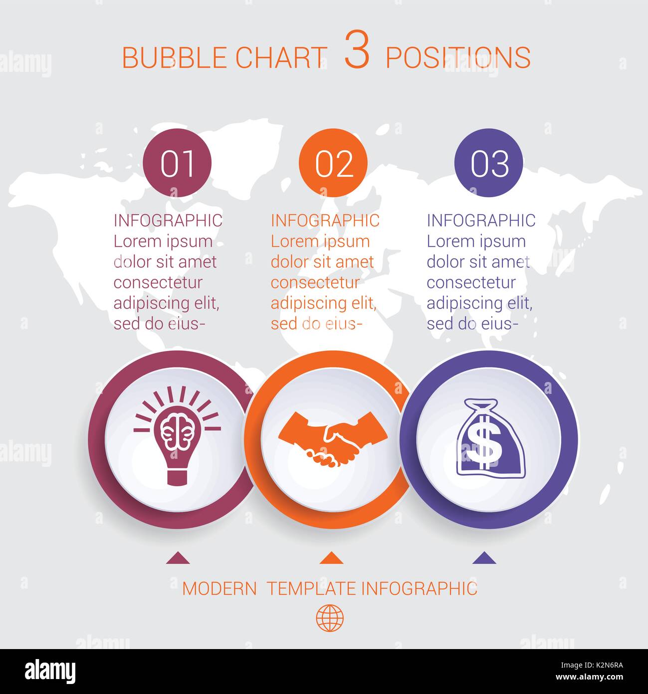 Charts business infographic step by step 3 positions colorful bubbles ...