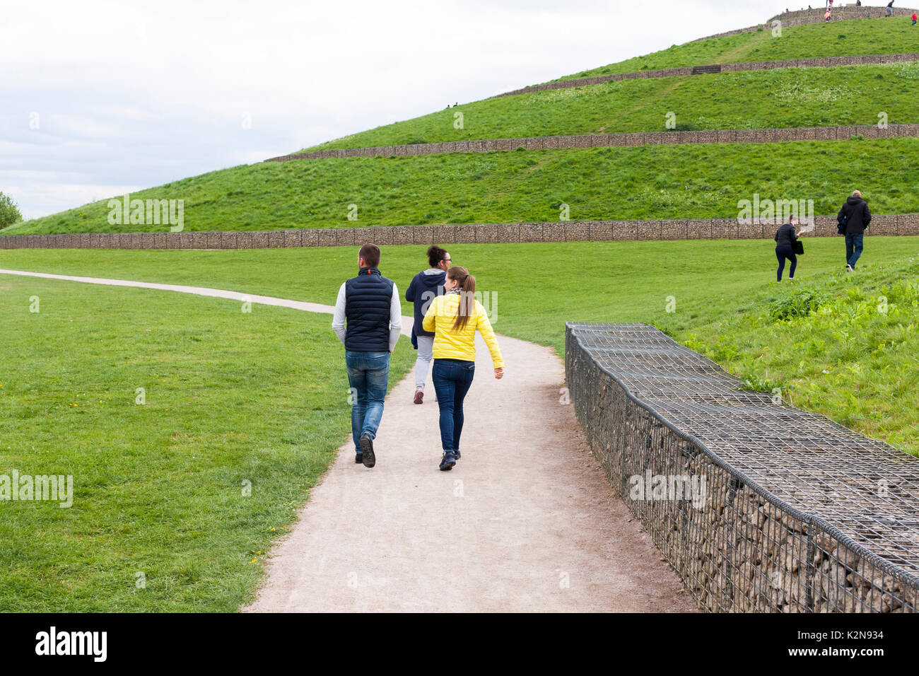 People walking along a path at Northala Fields, Northolt, UK Stock ...