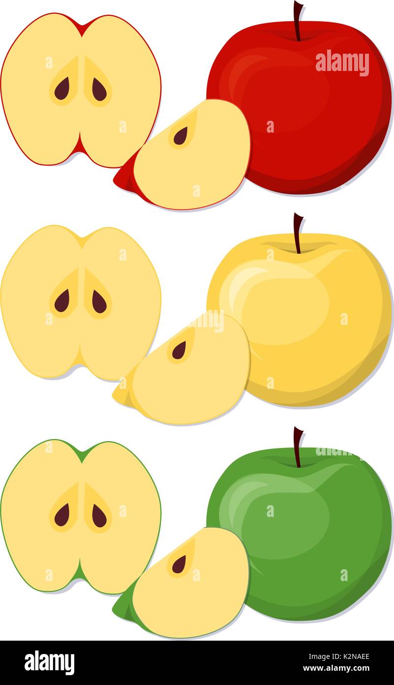 Apples set in cartoon style Stock Vector Image & Art - Alamy