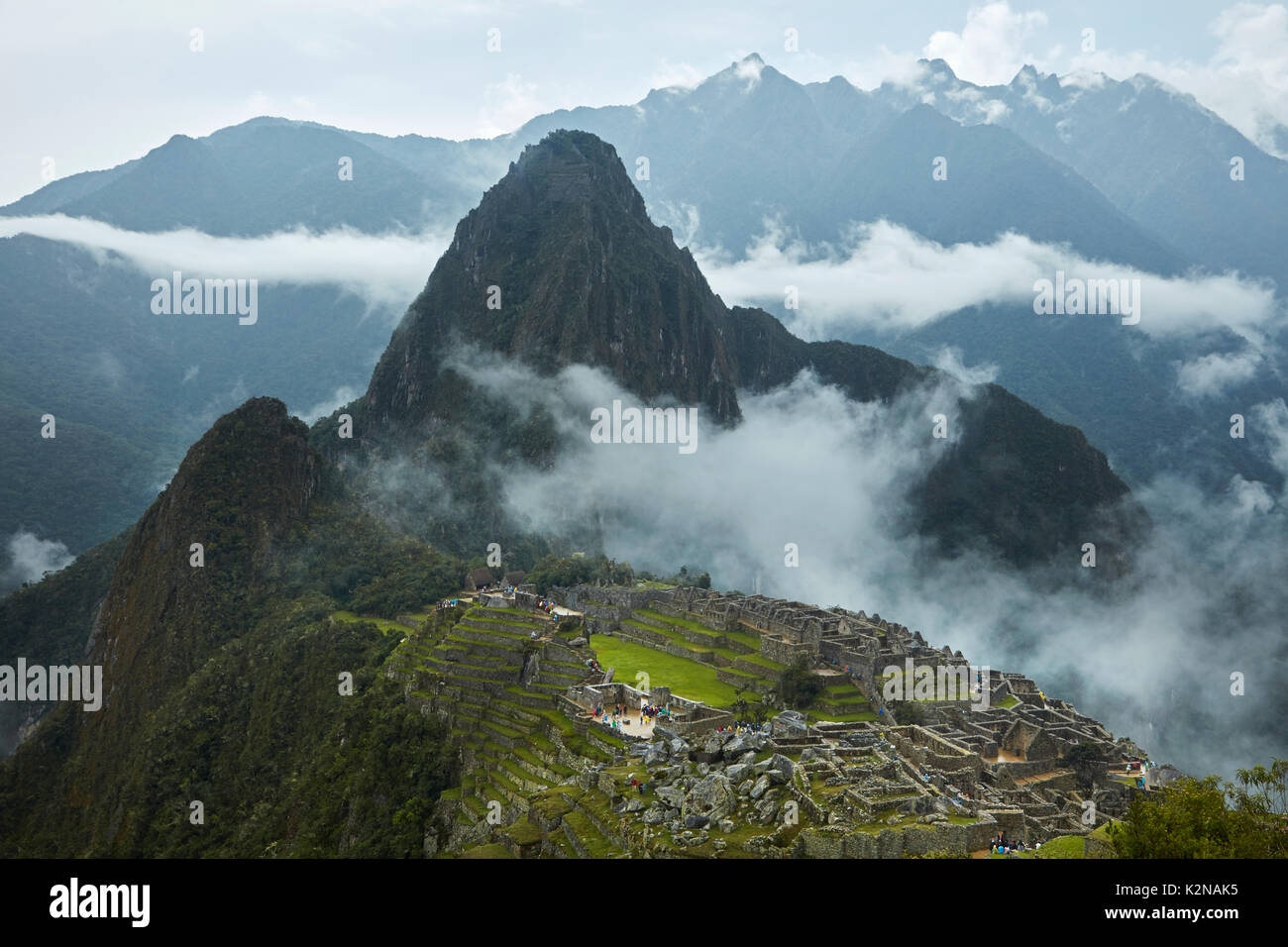 Machu Picchu 15th century Inca ruins (World Heritage Site), and misty ...