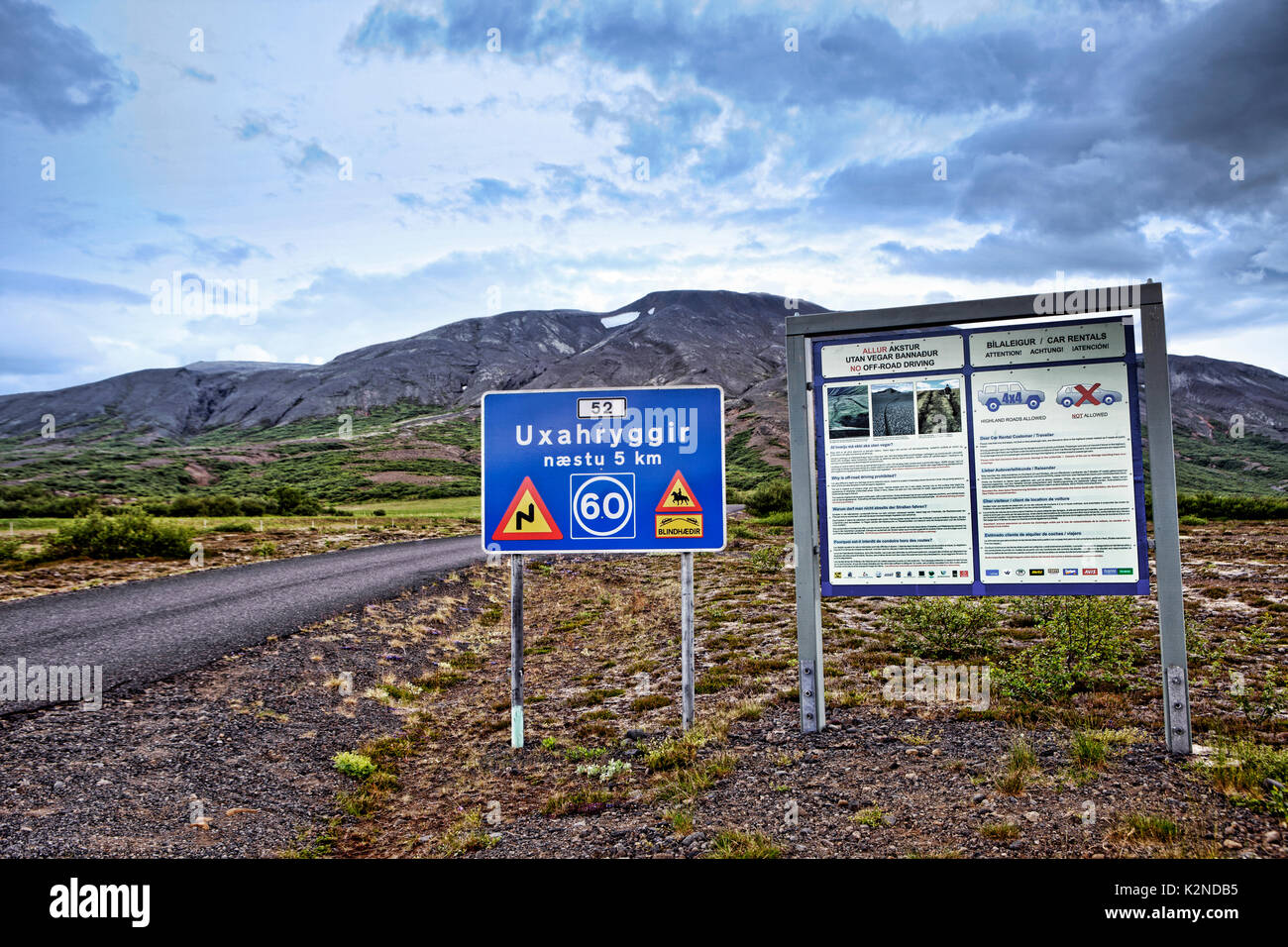 Sign marking the end of a regular road and the beginning of an F-Road ...