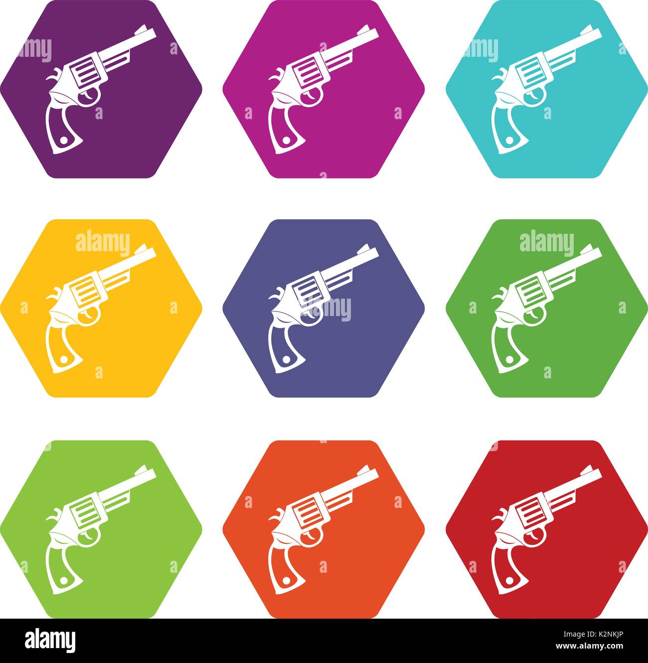 Vintage revolver icon set color hexahedron Stock Vector Image & Art - Alamy