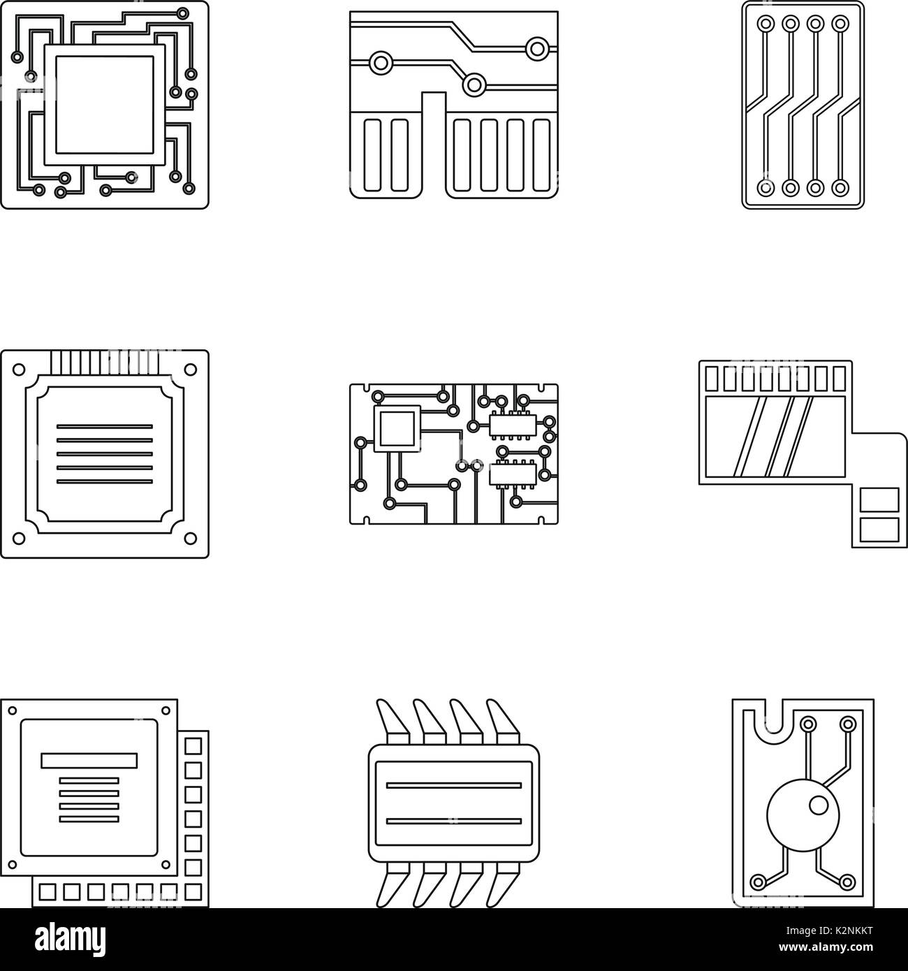 Transistor icons set, outline style Stock Vector Image & Art - Alamy