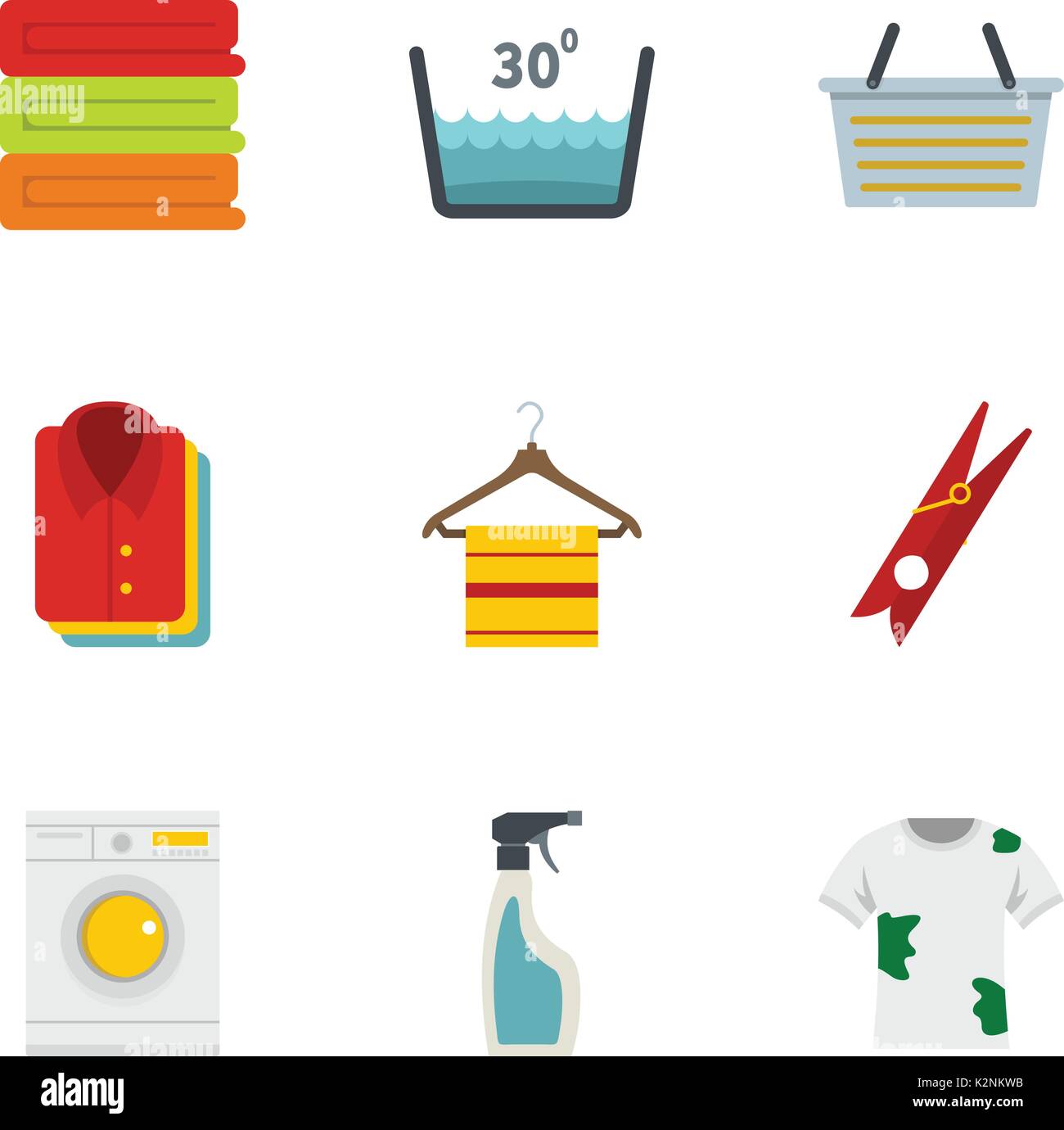 Domestic washing icons set, flat style Stock Vector Image & Art - Alamy
