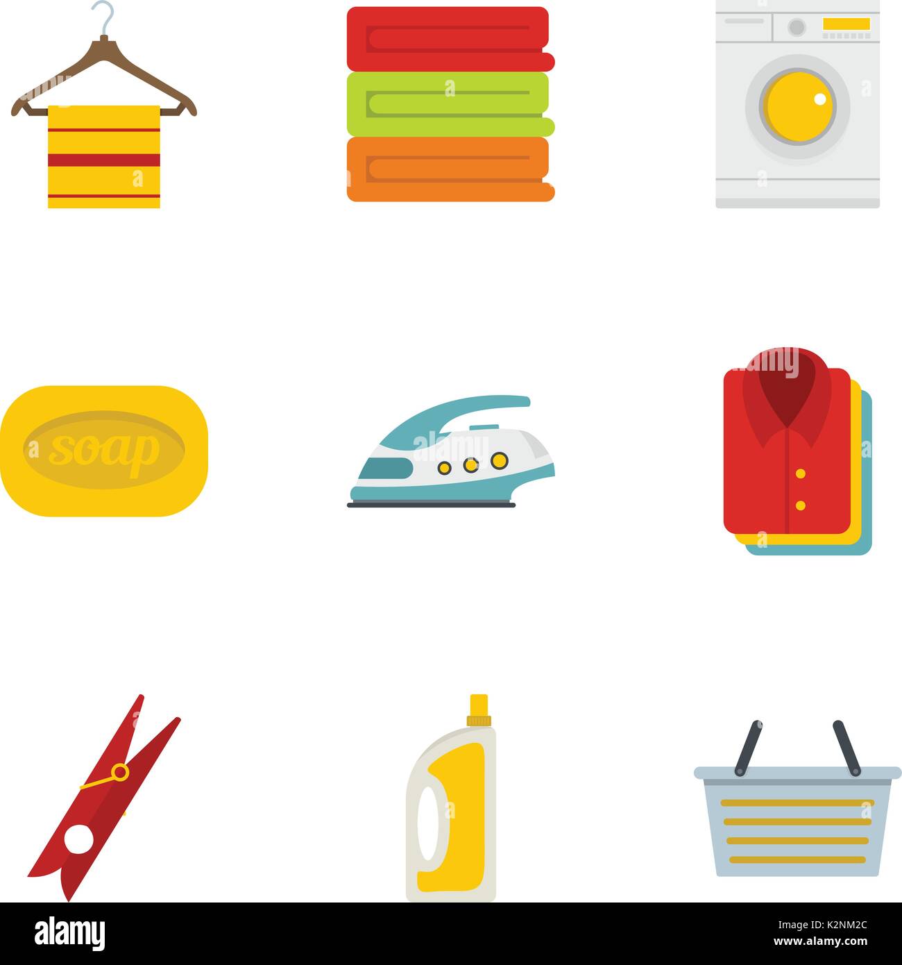 Wash icons set, flat style Stock Vector Image & Art - Alamy