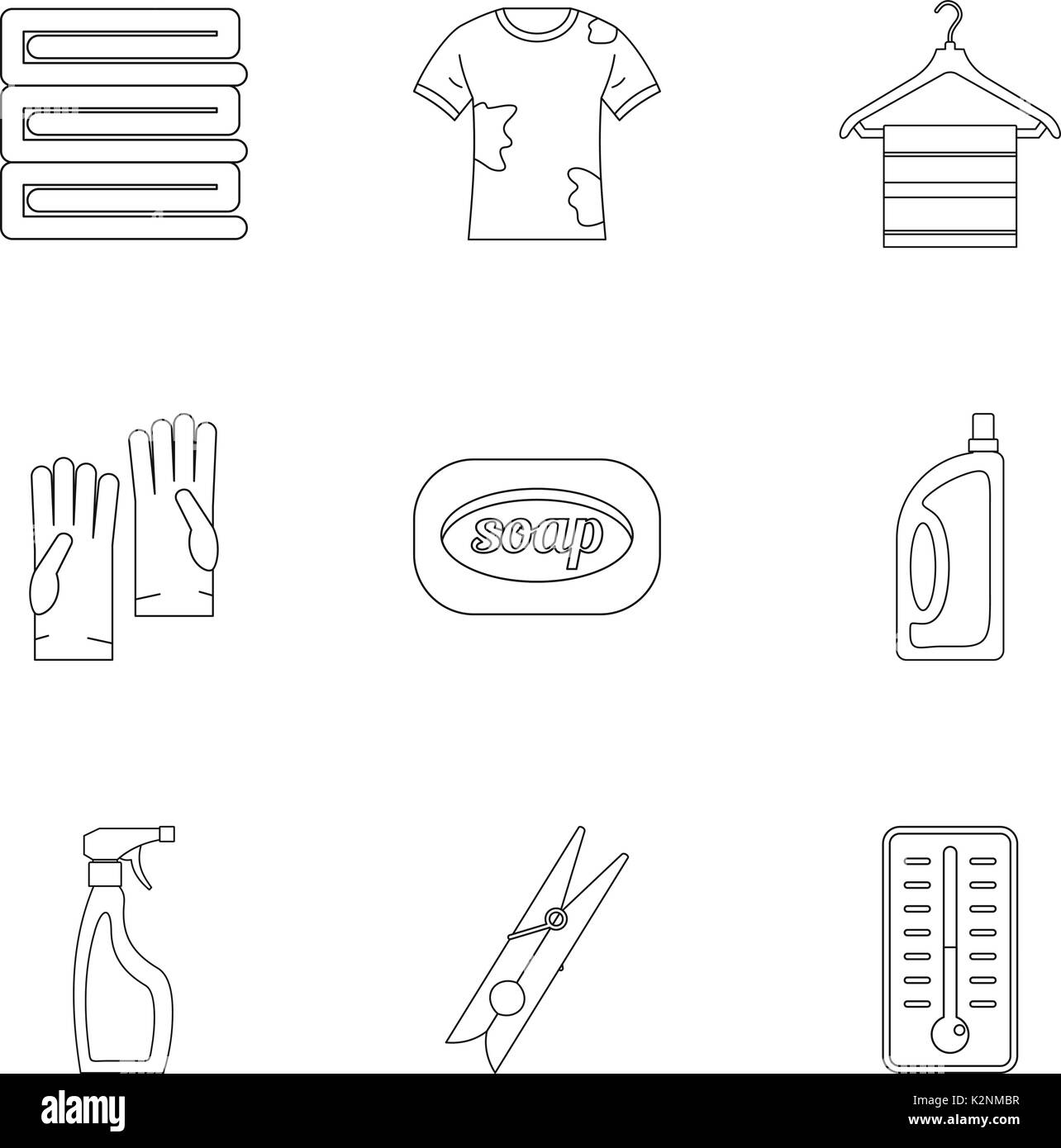 Laundry icons set, outline style Stock Vector Image & Art - Alamy