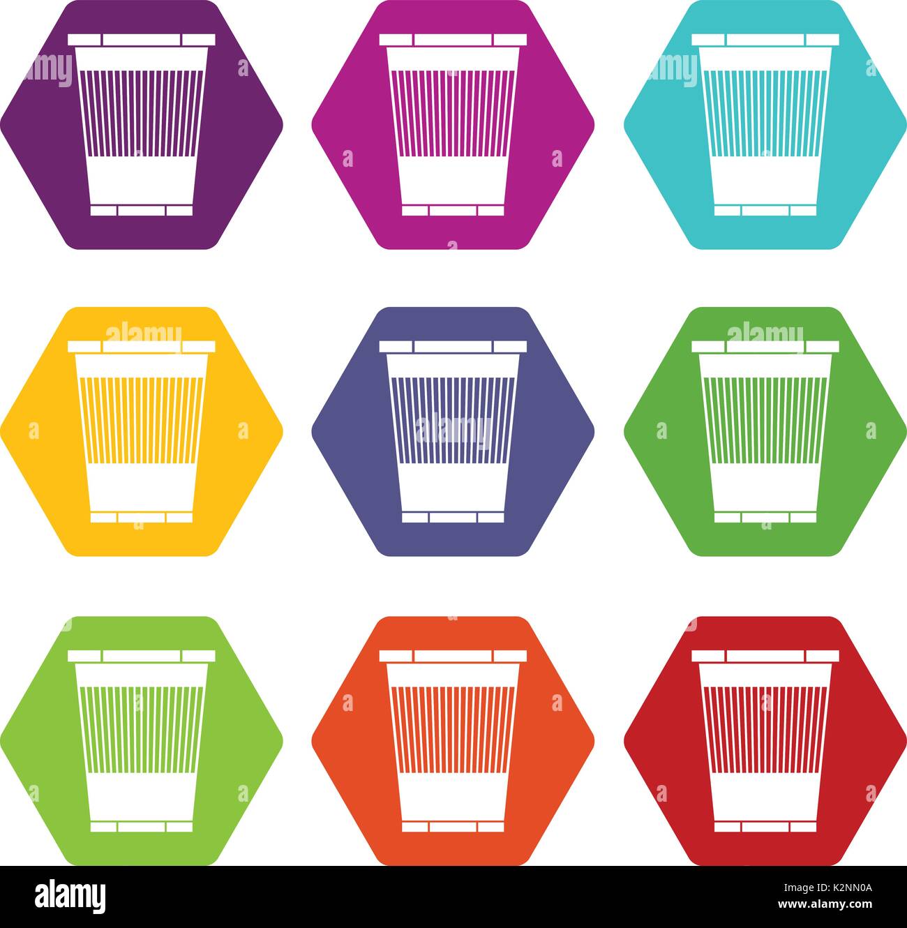 Trash can icon set color hexahedron Stock Vector Image & Art - Alamy