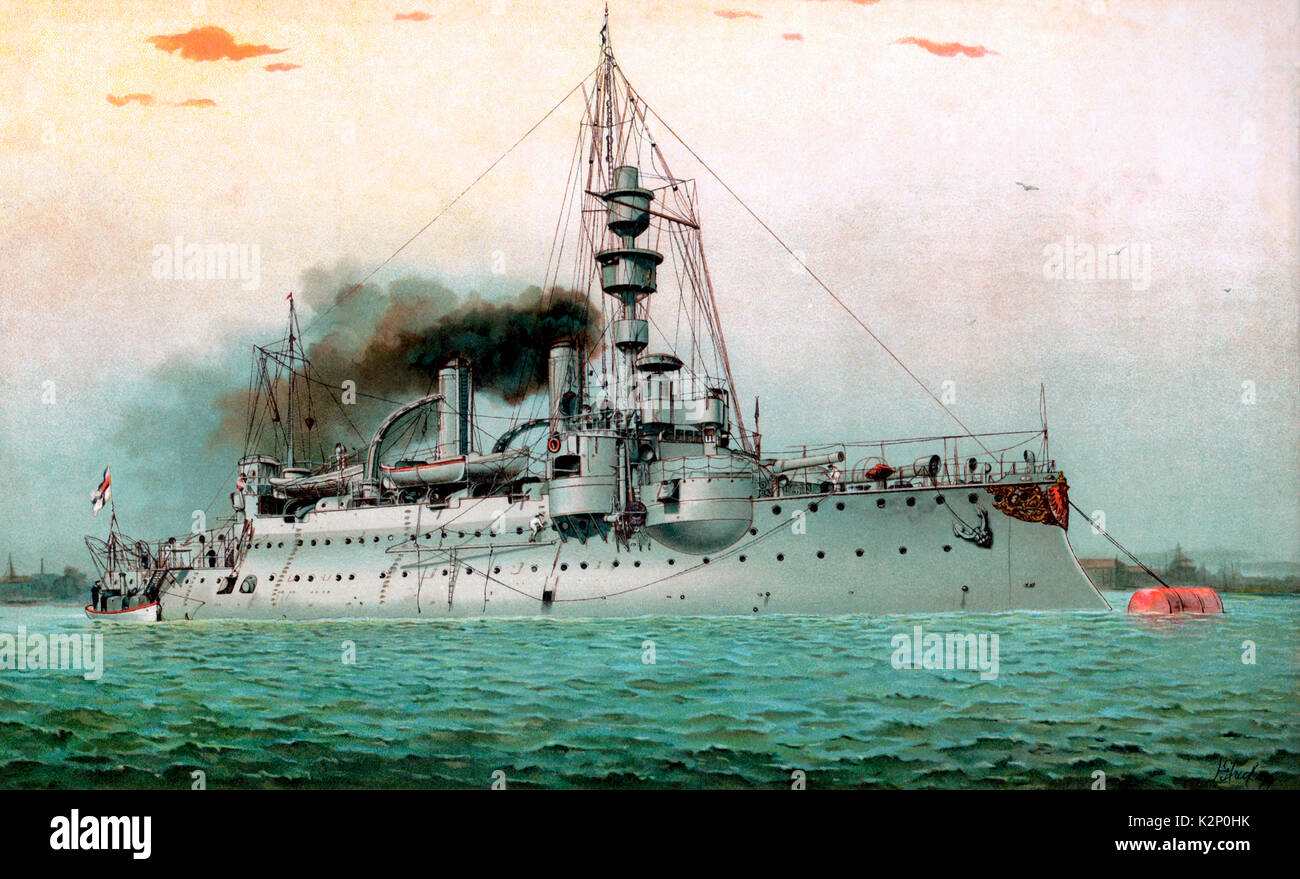 SMS Agir by Hugo Graf - S.M. Kustenpanzerschiff Agir, German Battleship ...