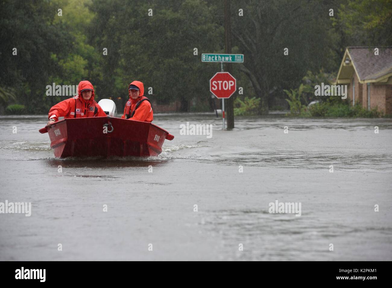 Houston, United States. 29th Aug, 2017. U.S. Coast Guard personnel ...