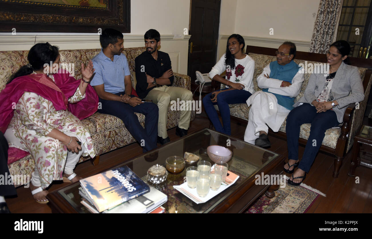 NEW DELHI, INDIA - AUGUST 31: Union Sports Minister Vijay Goel with his ...