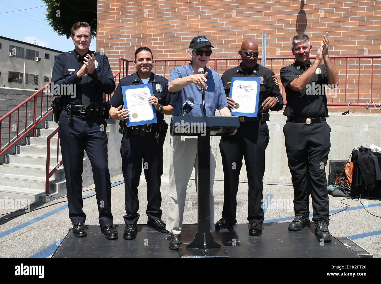 Hollywood, Ca. 30th Aug, 2017. LAPD Captain Cory Palka, LAFD Captain ...