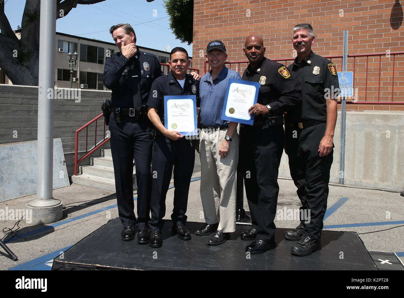 Hollywood, Ca. 30th Aug, 2017. LAPD Captain Cory Palka, LAFD Captain ...
