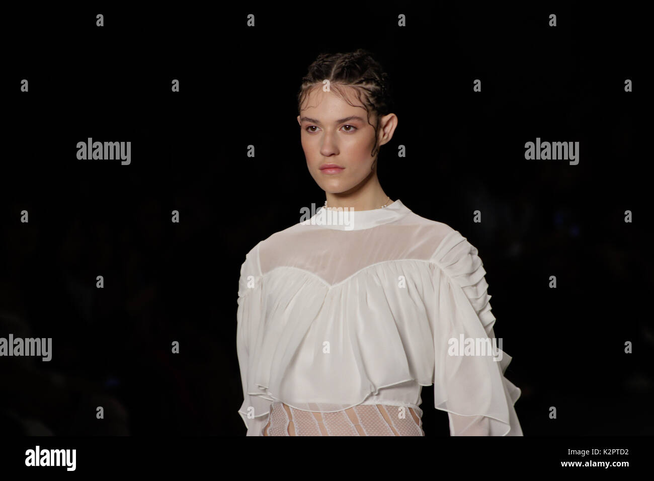 Sao Paulo, Brazil. 31st August, 2017. A model walks runway Helo Rocha ...